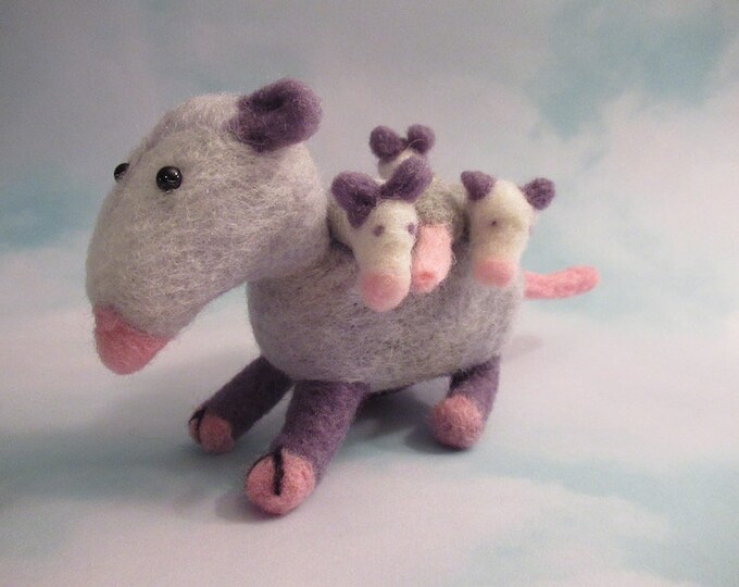 Possum With Babies Felted Possum Figure Animal Lover Gift - Etsy