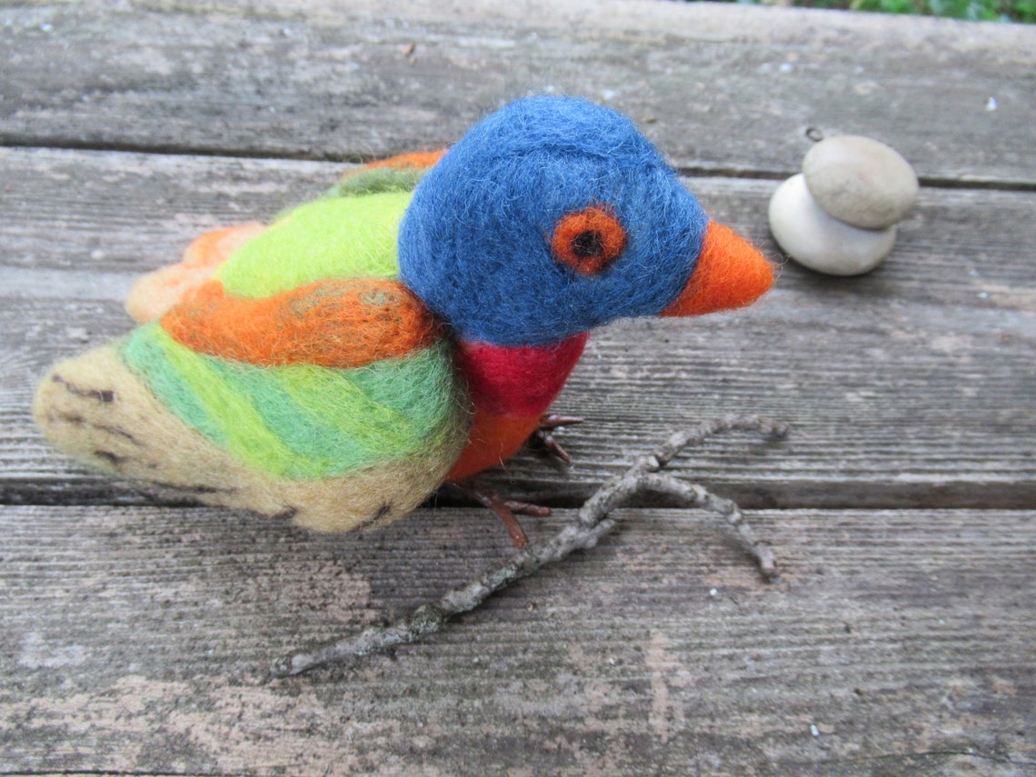 Colorful Bird Felted Bird Bird Lover Gift Wild Bird Figure - Etsy