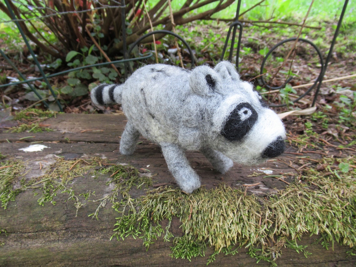 Felted Raccoon Wild Animal Handmade Raccoon - Etsy