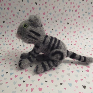 Striped Kitty Tabby Cat Felted Animal Mini Feline - Etsy