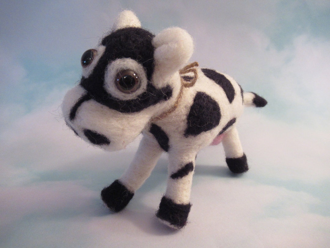 Felted Cow, Handmade Figure, Mini Plush Animal - Etsy
