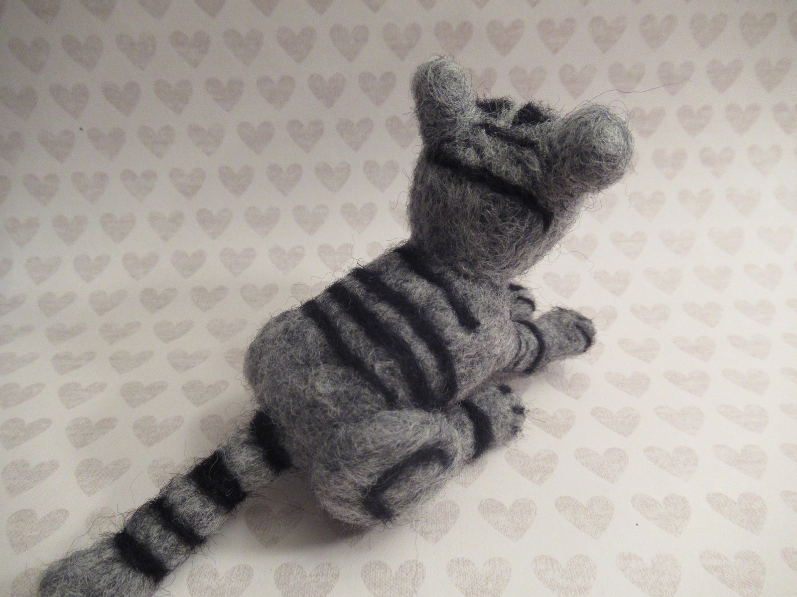 Striped Kitty Tabby Cat Felted Animal Mini Feline - Etsy