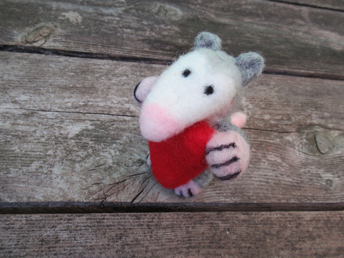 Possum Figure Felted Possum Possum With Heart | Etsy