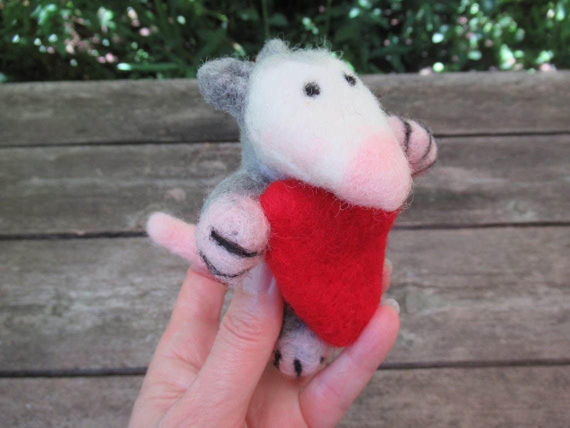 Possum Figure Felted Possum Possum With Heart | Etsy