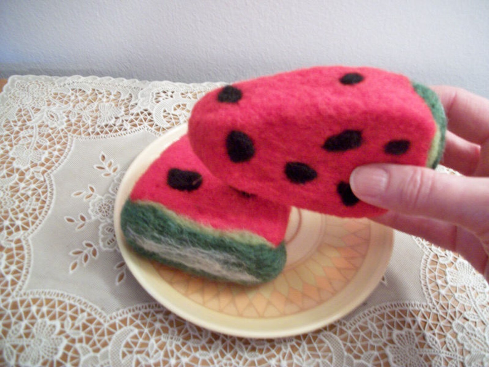 Felted Watermelon Watermelon Slices Fruit Decor - Etsy