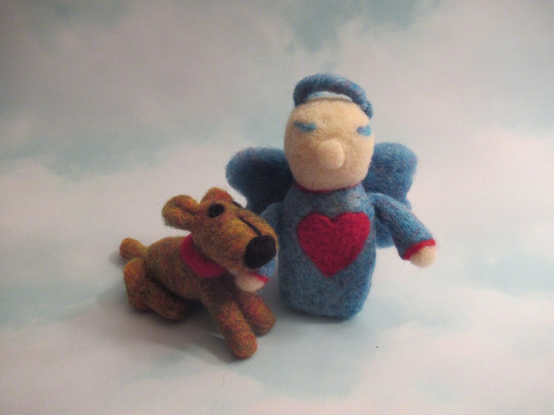 Guardian Angel, Felted Angel, Angel With Dog, Angel Collectible, Pet ...