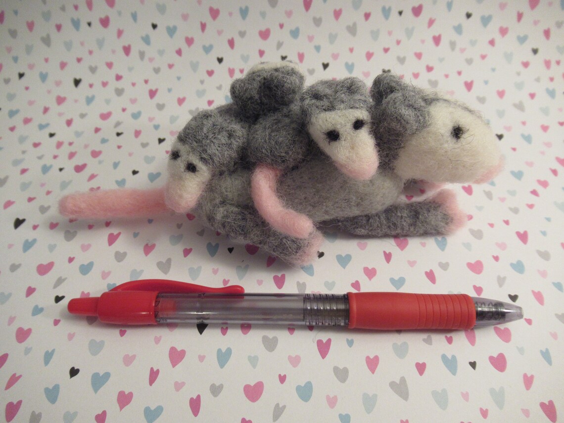 Mini Possum Family Possum With Babies Handmade Wildlife - Etsy