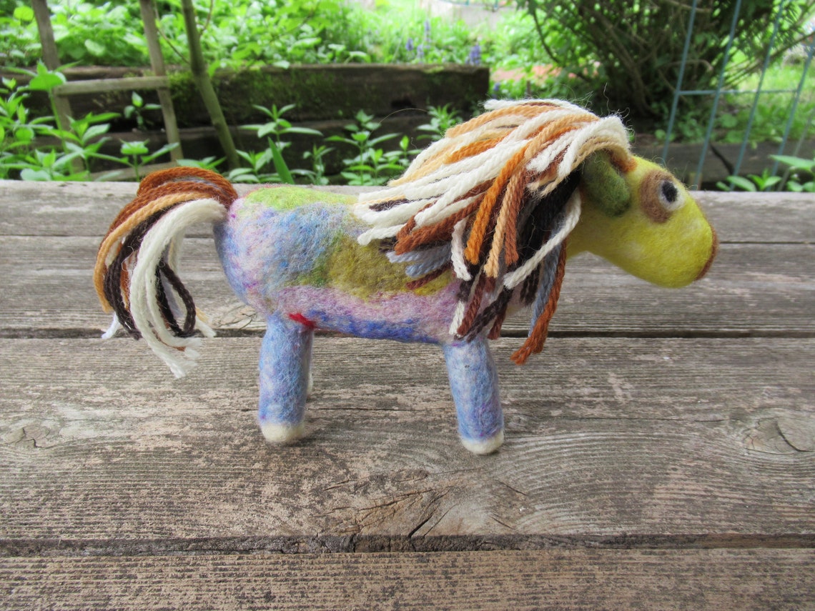 Wild Pony Figure Felted Horse Colorful Pony | Etsy