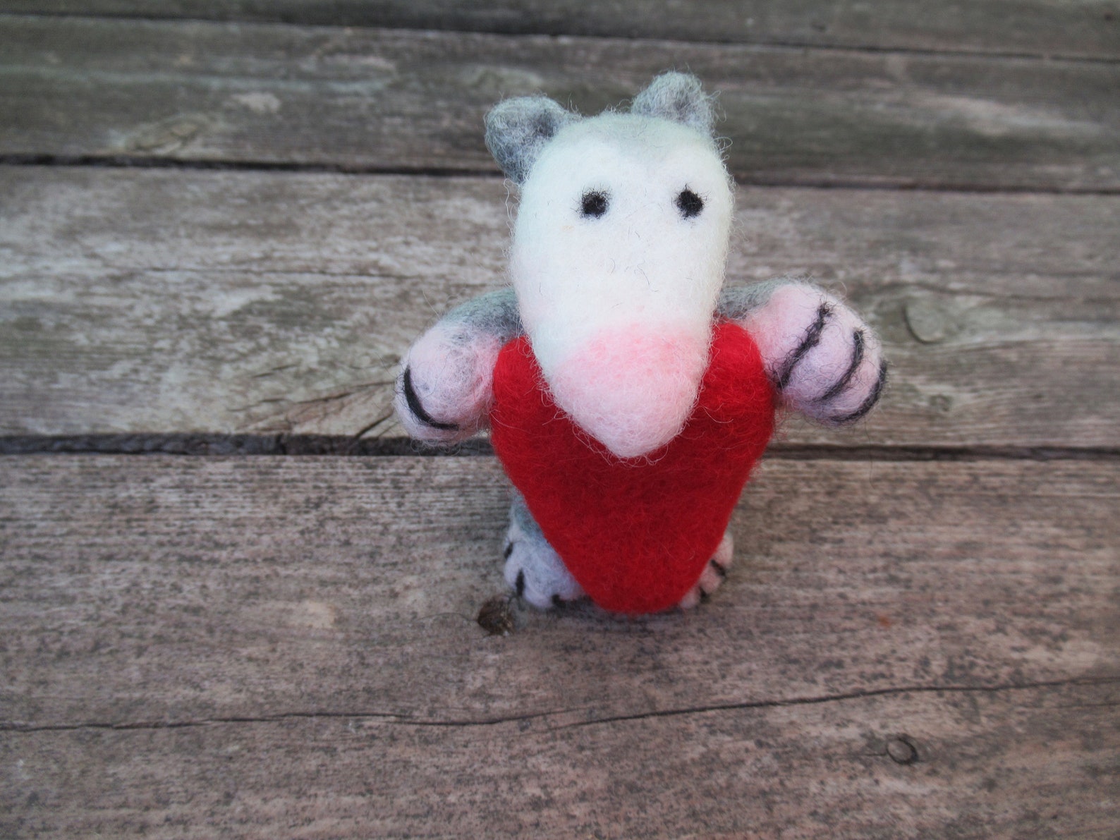 Possum Figure Felted Possum Possum With Heart | Etsy