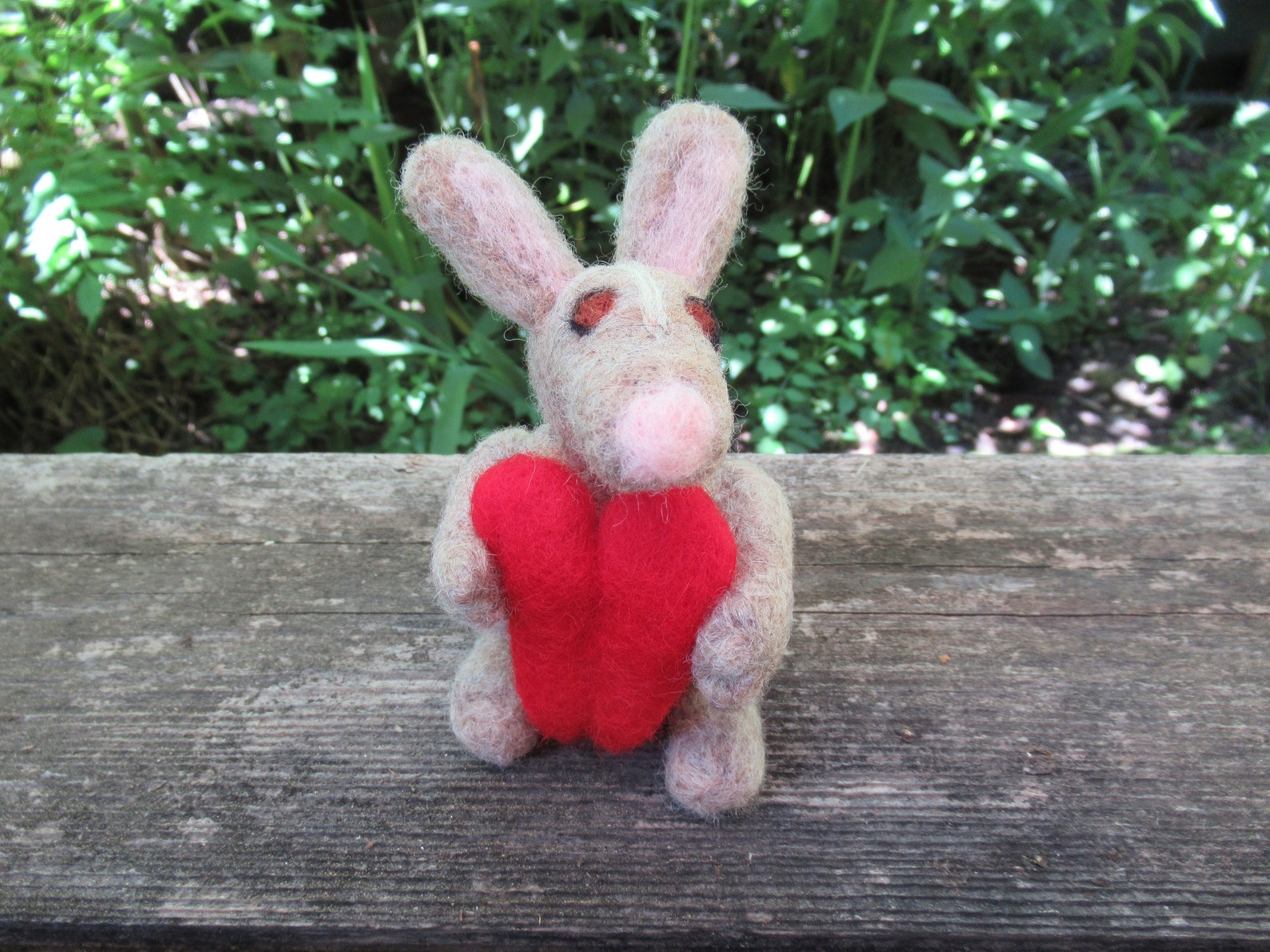 Bunny With Heart Rabbit Figure Felted Rabbit | Etsy