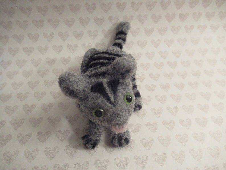 Striped Kitty Tabby Cat Felted Animal Mini Feline - Etsy