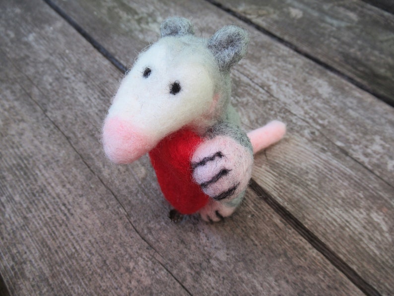 Possum Figure Felted Possum Possum With Heart | Etsy