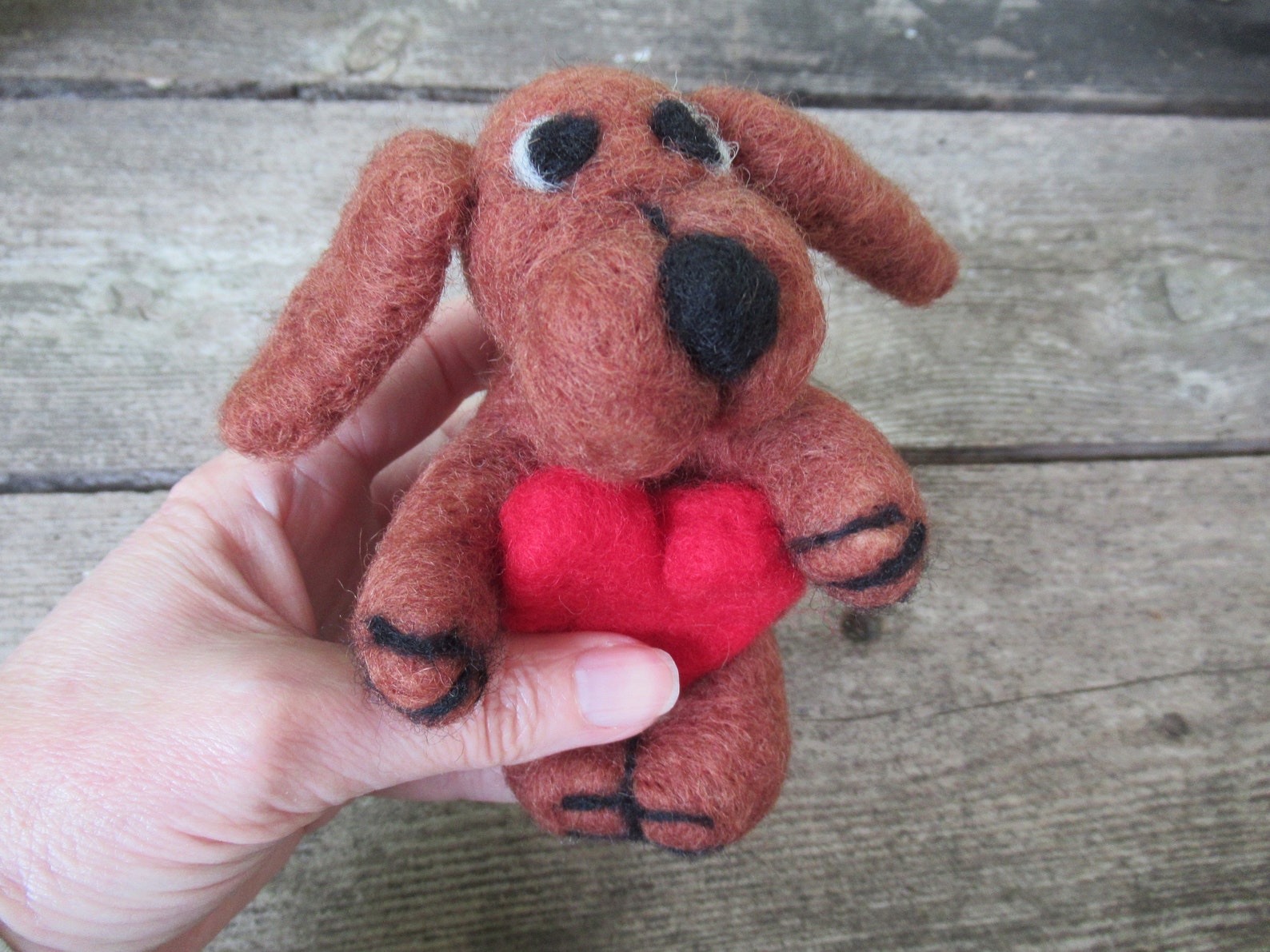 Puppy With Heart Felted Dog Handmade Figure - Etsy