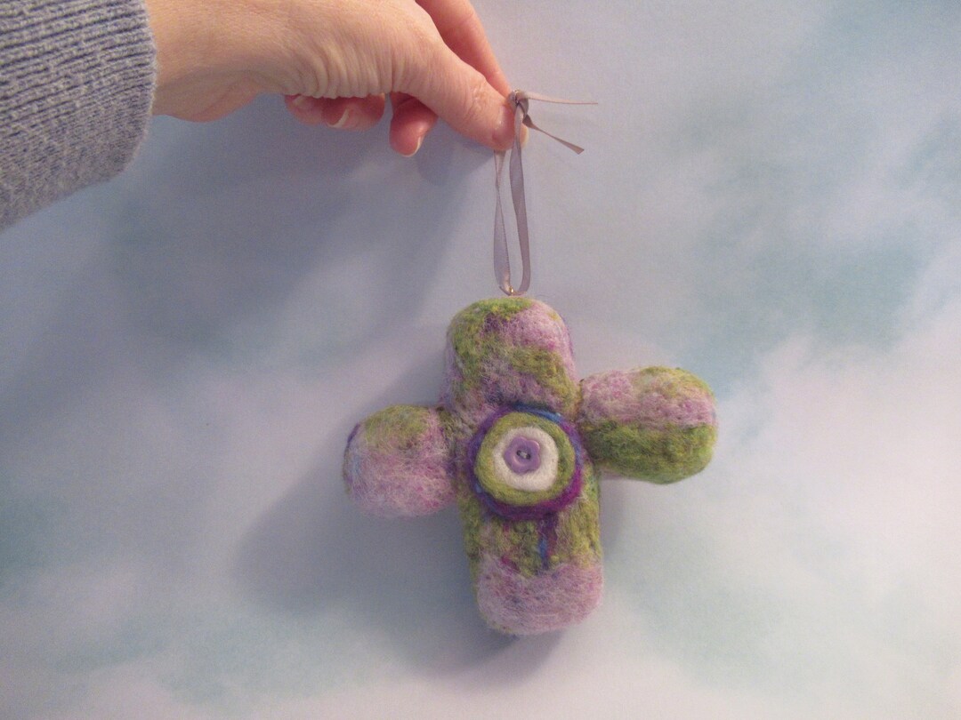 Felted Cross, Hanging Ornament, Handmade Decoration - Etsy