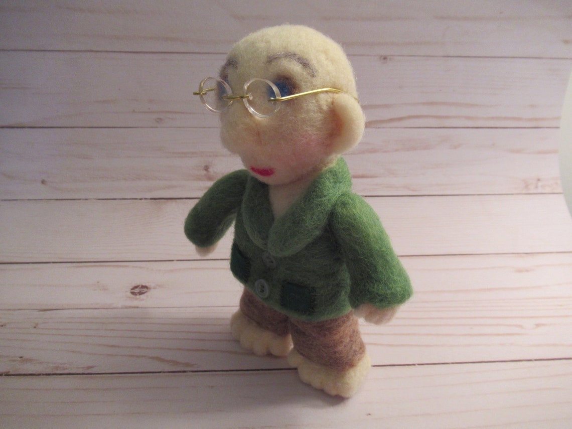 Little Bald Man Felted Figure Man With Glasses Grandpa - Etsy