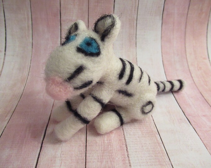 Small Tiger Figure White Tiger Felted Animal Handmade Gift - Etsy