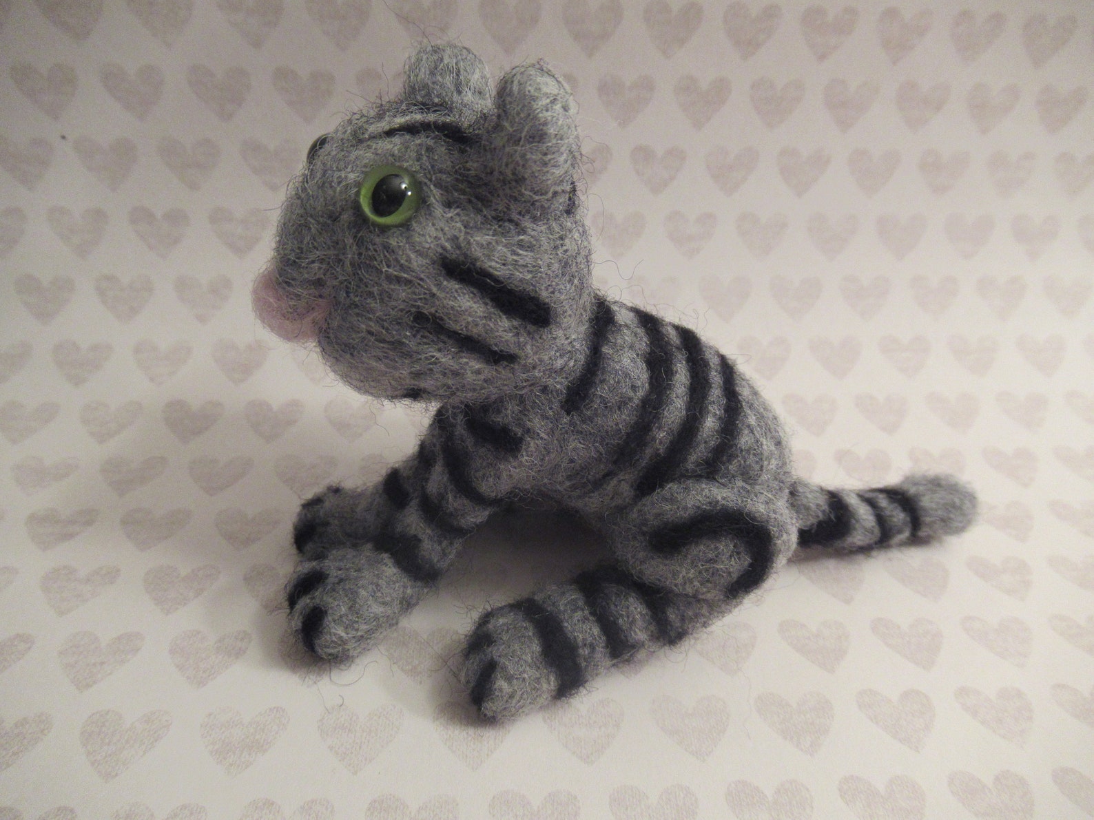 Striped Kitty Tabby Cat Felted Animal Mini Feline - Etsy