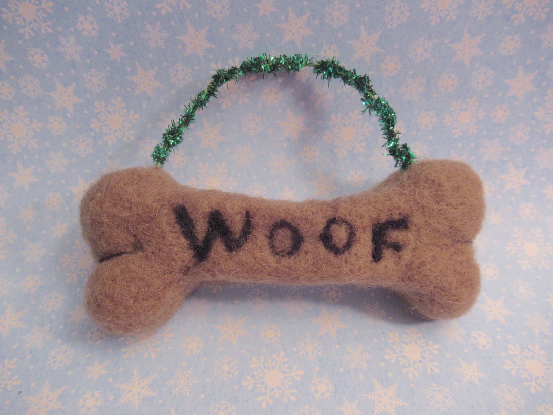 Felted Dog Bone Ornament, Handmade Christmas Decoration - Etsy