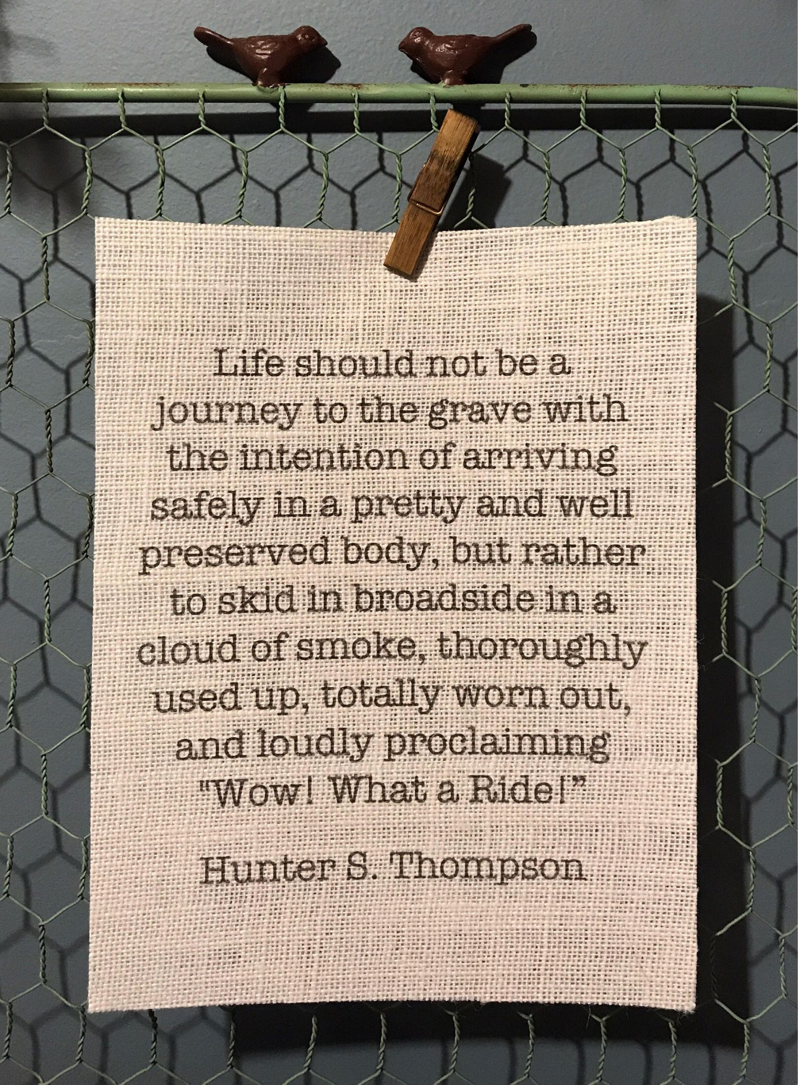 Hunter S. Thompson Quote Wow What a Ride Burlap - Etsy