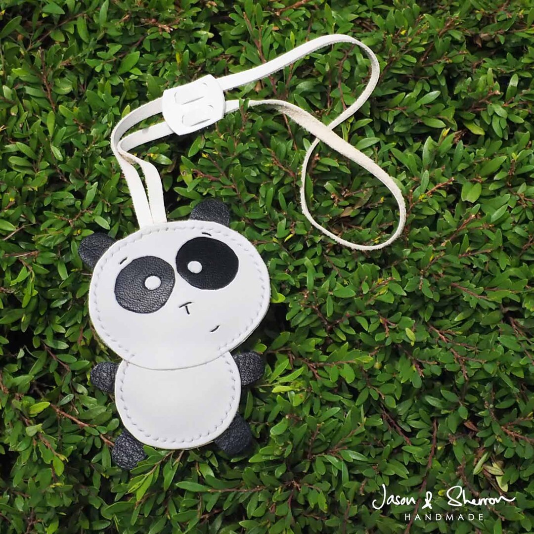 Leather Animal Bag/keychain Charm Panda - Etsy