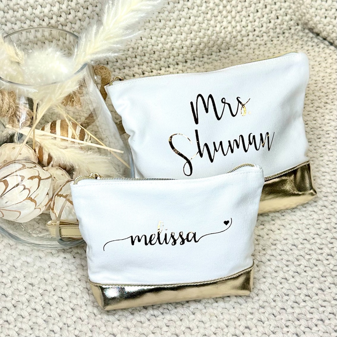 CUSTOM MAKEUP BAG, Personalized Pouch, Customizable Print Metallic ...