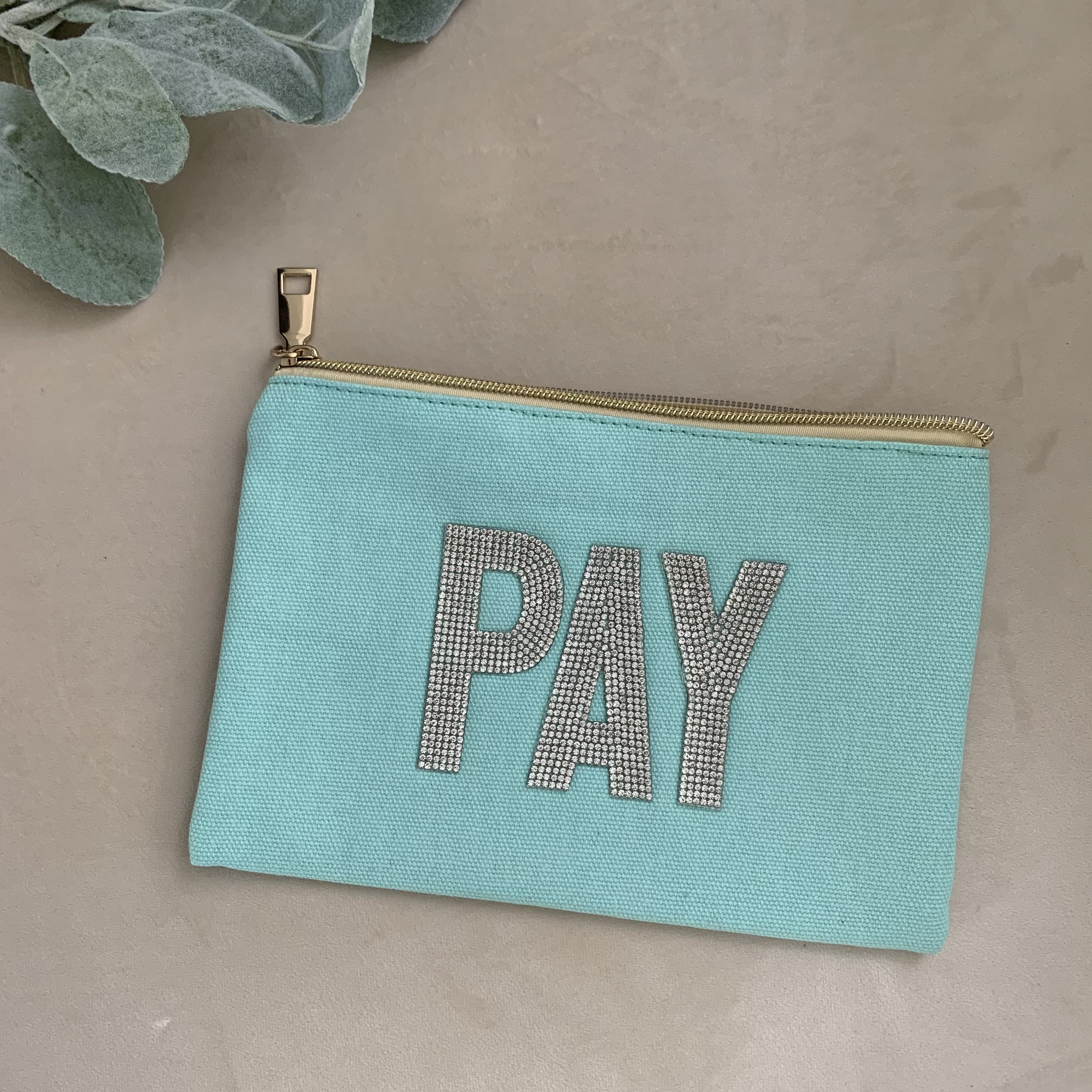 CUSTOM MAKEUP BAG, Script Bag, Aesthetic Personalized With Rhinestones ...