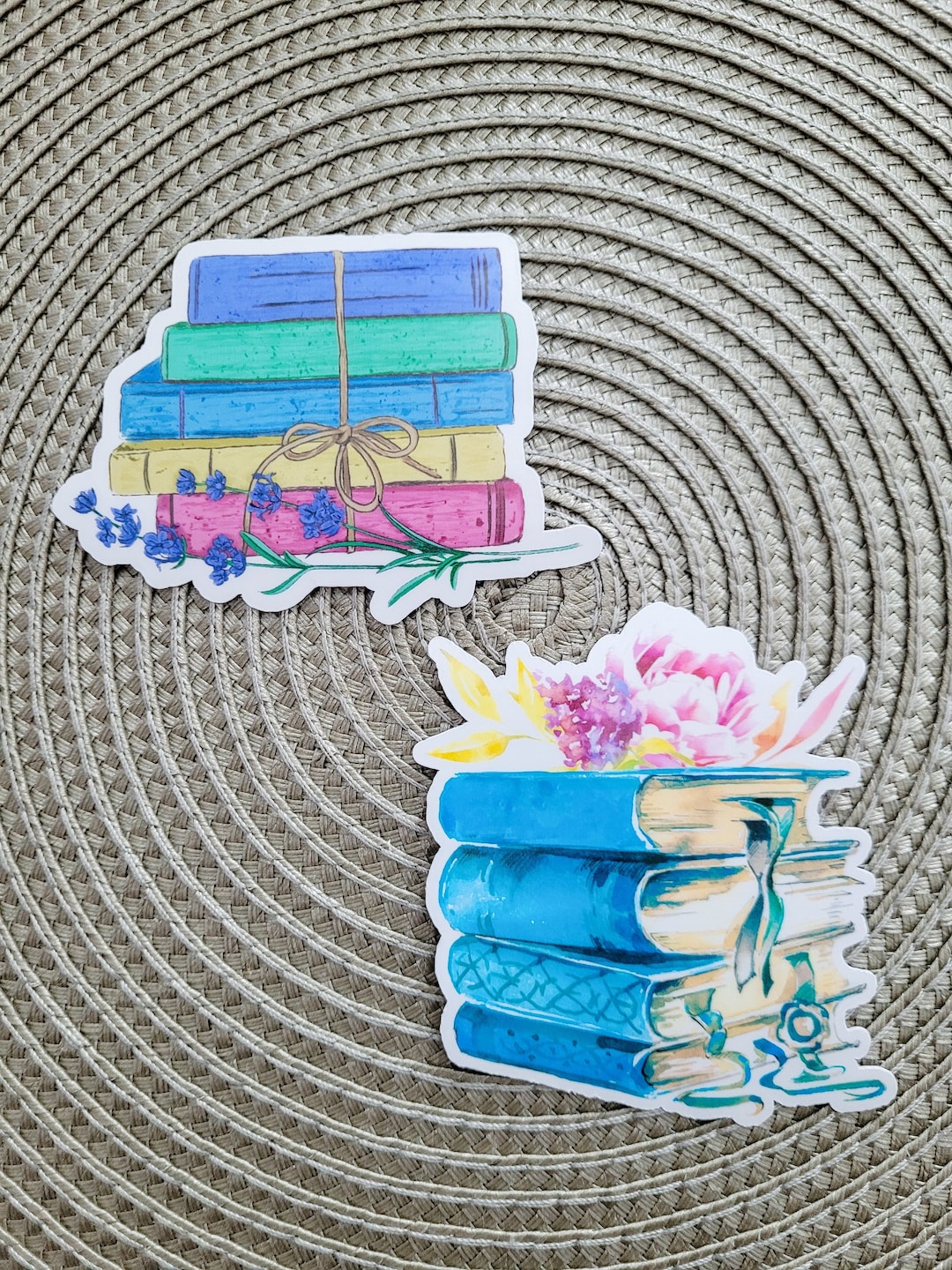 Stack of Books Waterproof Vinyl Sticker, Book Lover, Bookworm, Journal ...