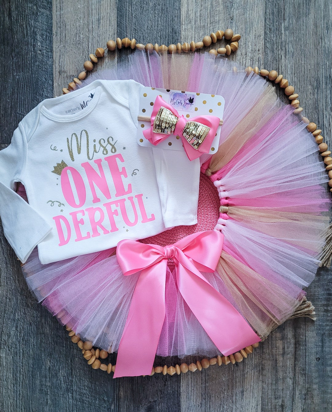 Miss Onederful Girl First Birthday Tutu Outfit Baby Girl 1st Birthday ...
