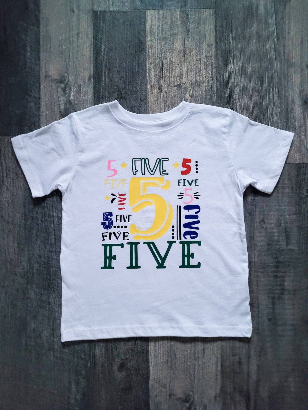 Five 5 Birthday Shirt,turning Five, Fifth Birthday Girl or Boy Shirt ...