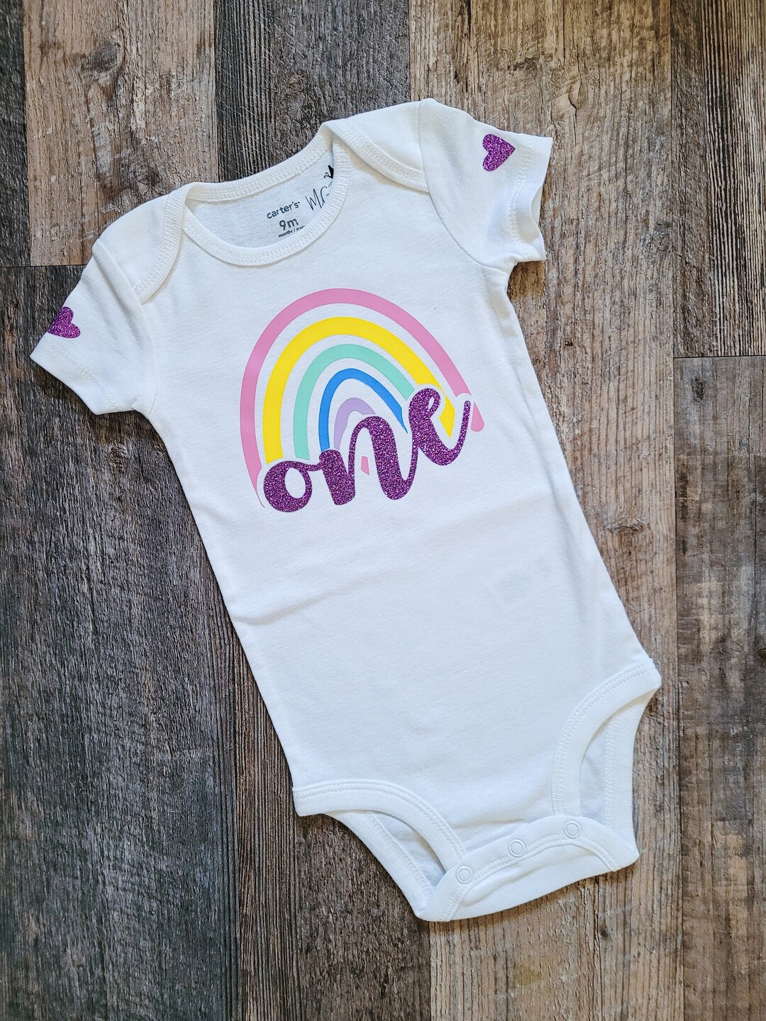 One Purple Pastel Rainbow First Birthday Bodysuit Rainbow Baby Outfit ...
