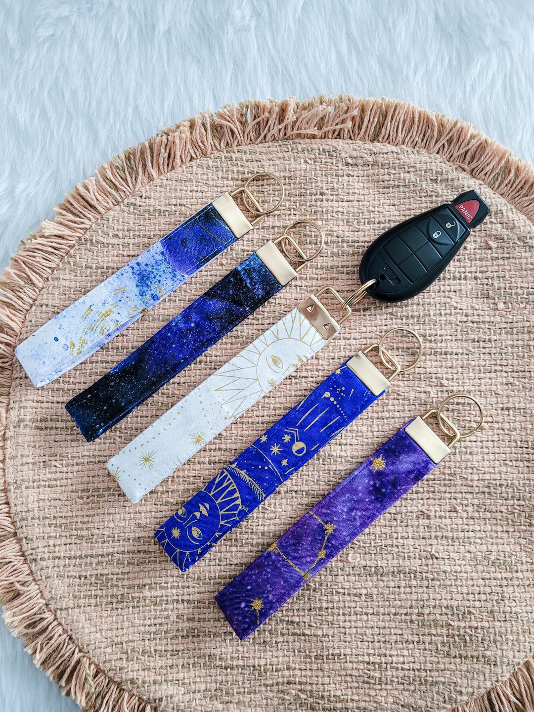 Celestial Moon Sun Keychain Wristlet Planet Key Holder Sun and Stars ...