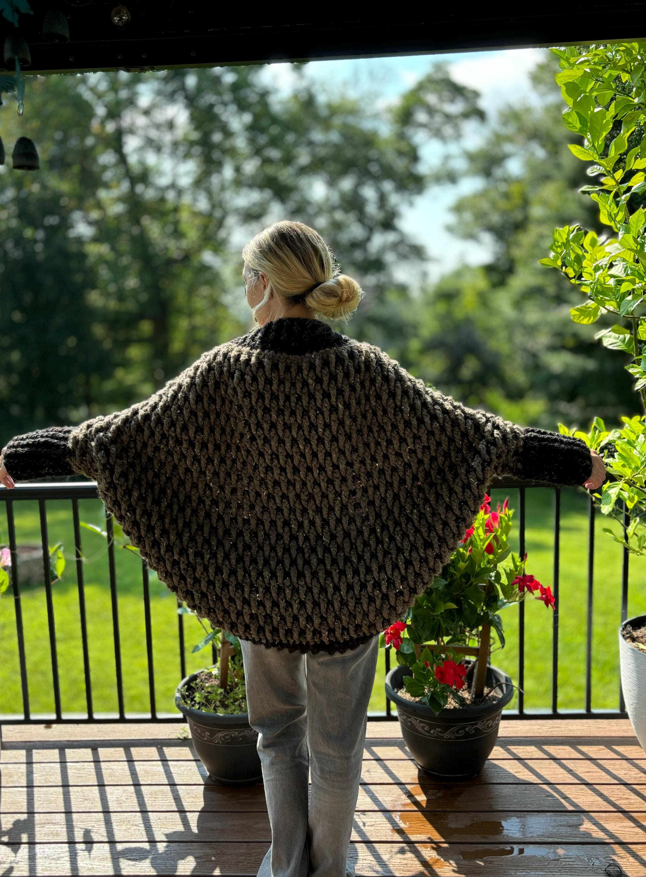 Chunky Knit Cardigan, Hand Crochet Cardigan, Wool, Cozy Cardigan, Warm ...