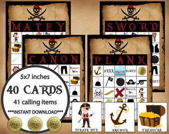 Pirate Bingo 10 Cards INSTANT DOWNLOAD | Etsy
