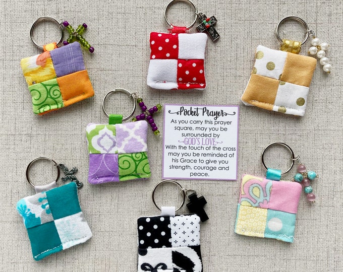 Prayer Square Keychain, Pocket Prayer, Bible Study Group Gifts, Quilted ...