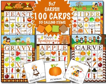 Thanksgiving Bingo Game Printable Bingo Cards Give Thanks - Etsy