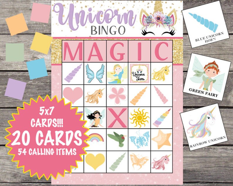 Unicorn Bingo Pin the Horn on the Unicorn Unicorn Name Game | Etsy