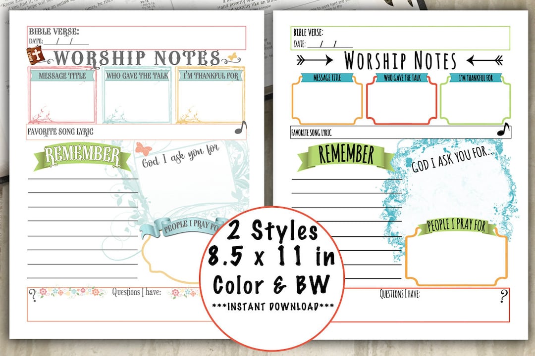 Worship Notes for Kids Printable, Sermon for Kids, Church Lesson Notes ...