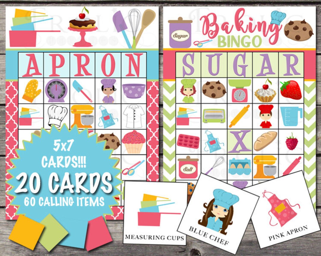 Baking Bingo 20 Cards, Baking Party Games, Baking Birthday Games ...