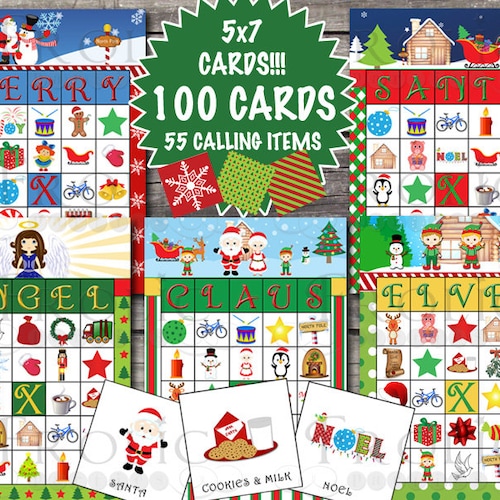 Printable Christmas Bingo Game Activity With 50 Unique Cards - Etsy