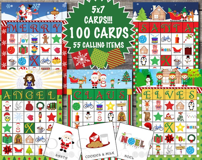 Christmas Bingo 100 Printable Cards INSTANT DOWNLOAD - Etsy