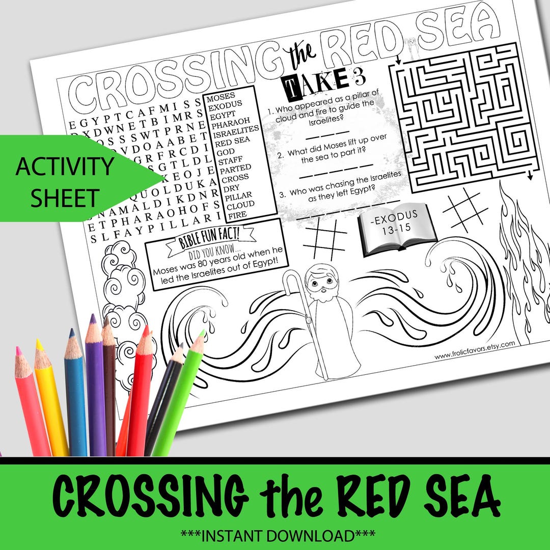 Crossing the Red Sea Activity Sheet: Moses Bible Story (instant ...