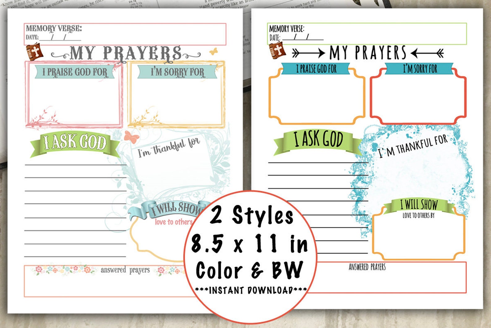 Prayer Journal Notes for Bible Study INSTANT DOWNLOAD - Etsy