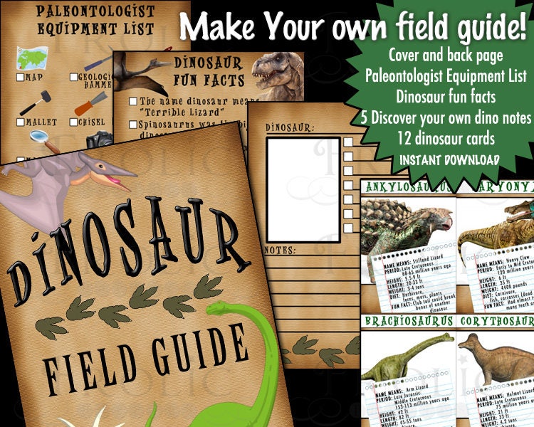 Dinosaur Field Guide Party Favor INSTANT DOWNLOAD - Etsy