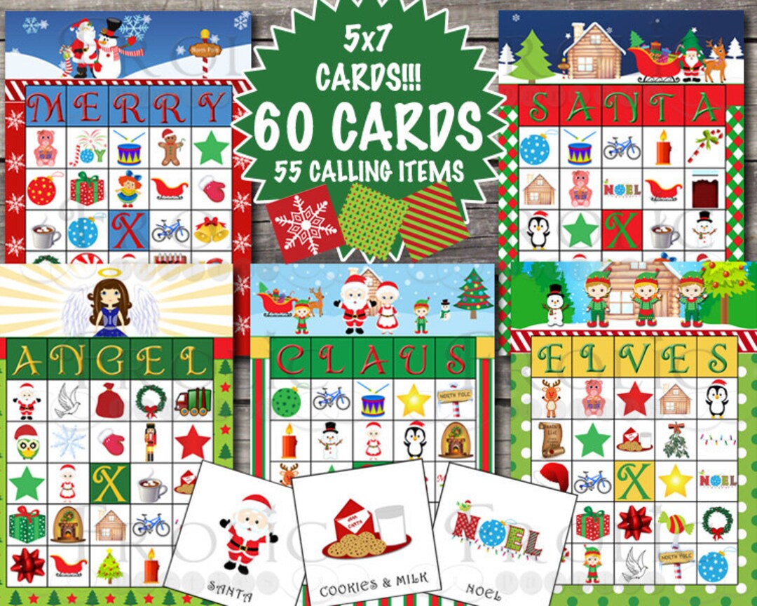 Christmas Bingo 60 Cards INSTANT DOWNLOAD - Etsy