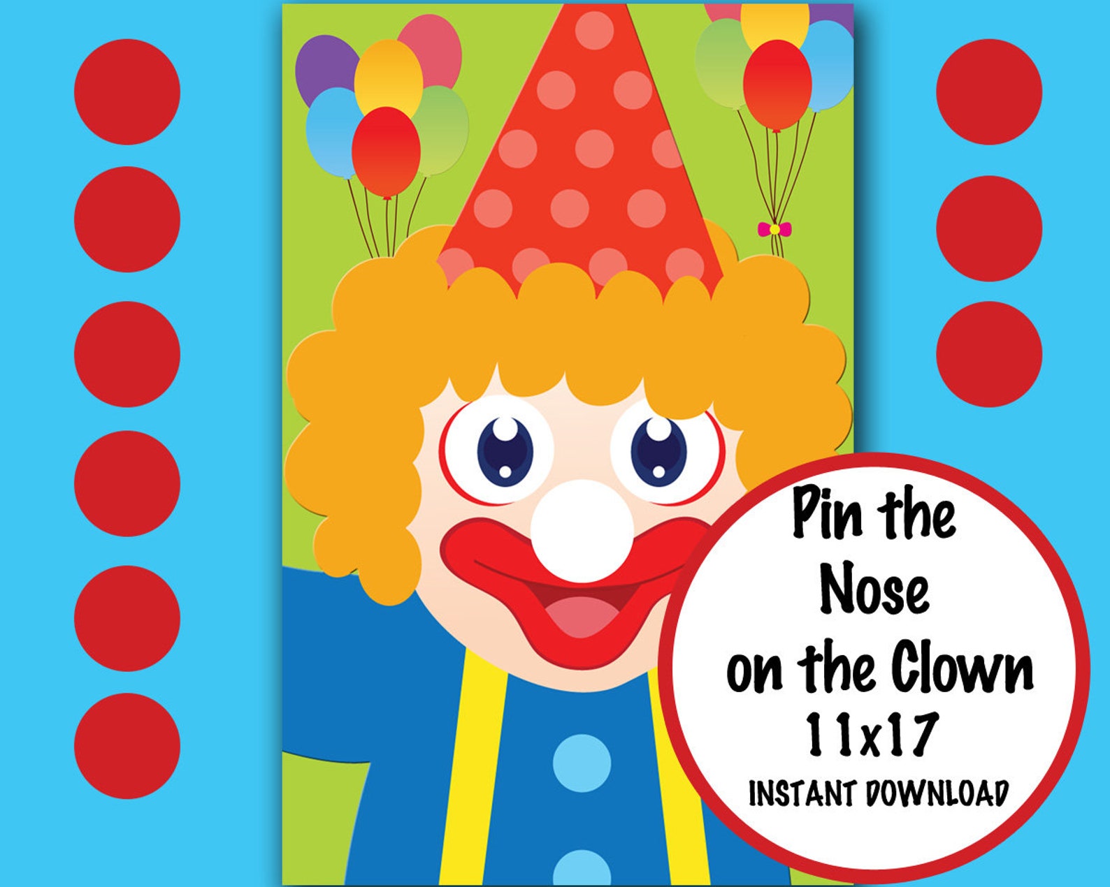 Pin the Nose on the Clown Carnival Games Carnival Birthday - Etsy