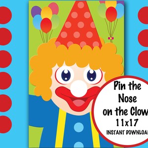 Pin the Nose on the Clown, Carnival Games, Carnival Birthday INSTANT ...