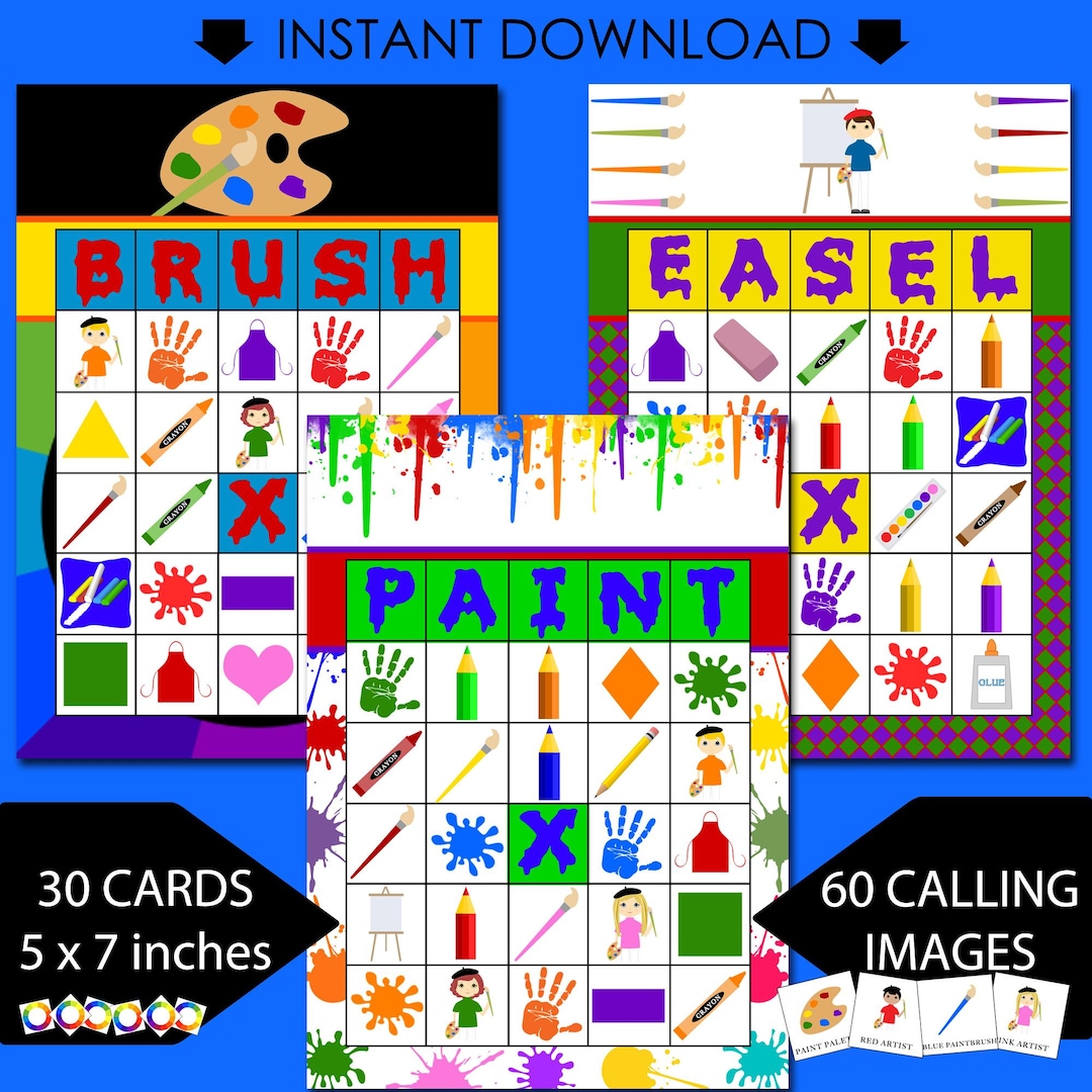 Painting Bingo Game: Art Party, 30 Unique Cards (instant Download) - Etsy