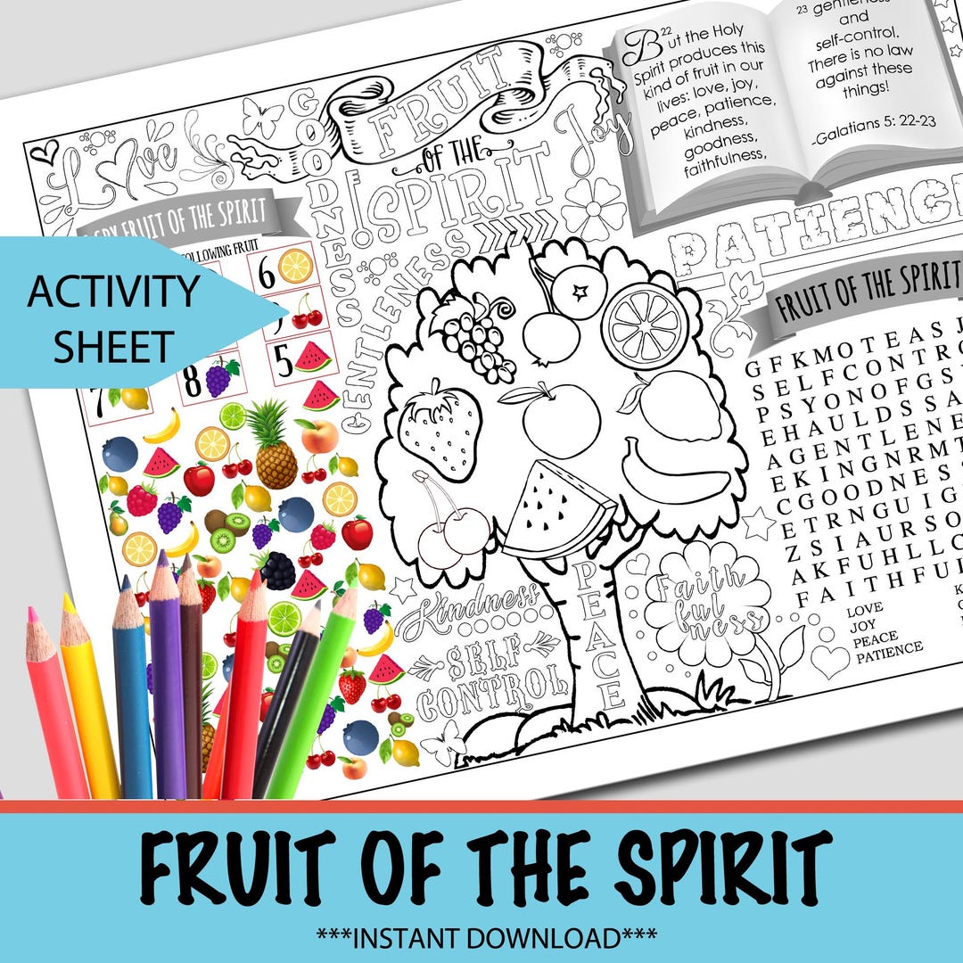 Fruit of the Spirit Activity Sheet, Bible Coloring, Galatians Worksheet ...