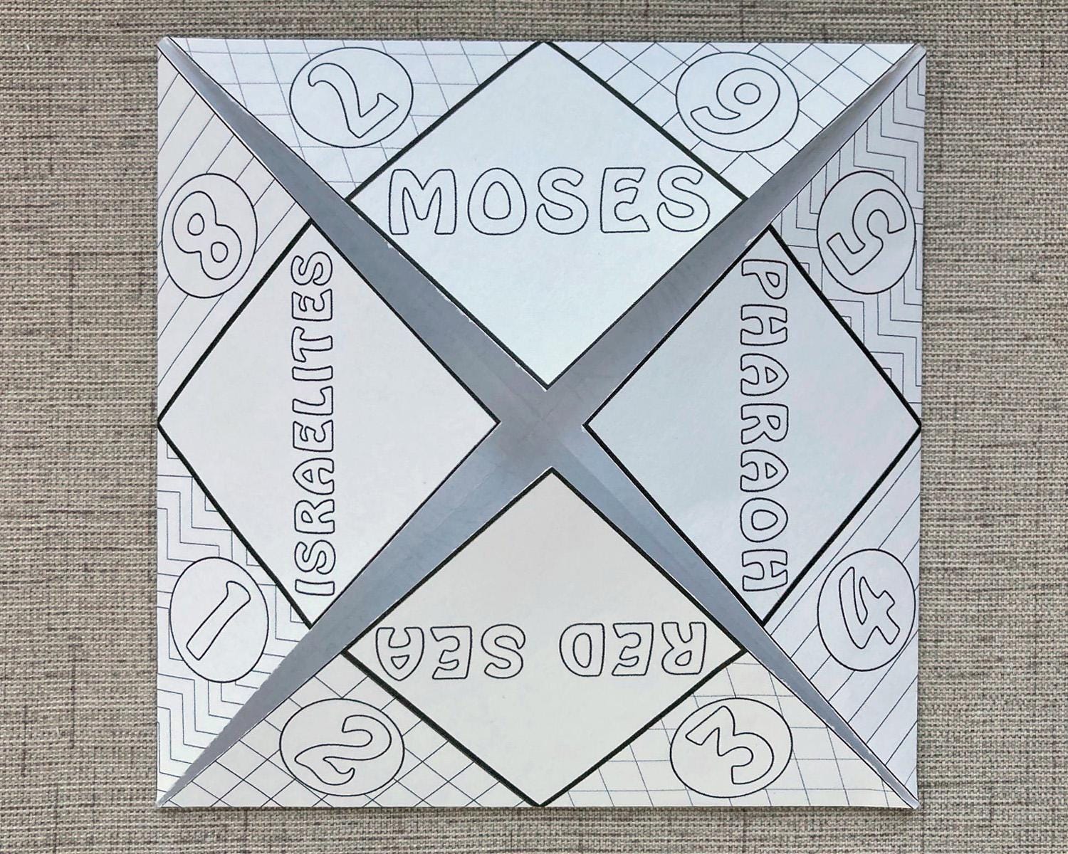 Red Sea Cootie Catcher: Moses Bible Story Activity (instant Download ...