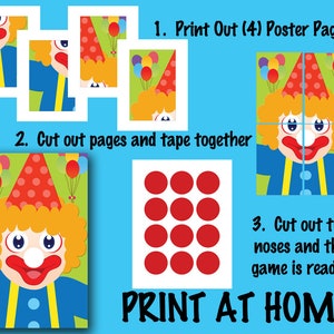 Pin the Nose on the Clown, Carnival Games, Carnival Birthday INSTANT ...